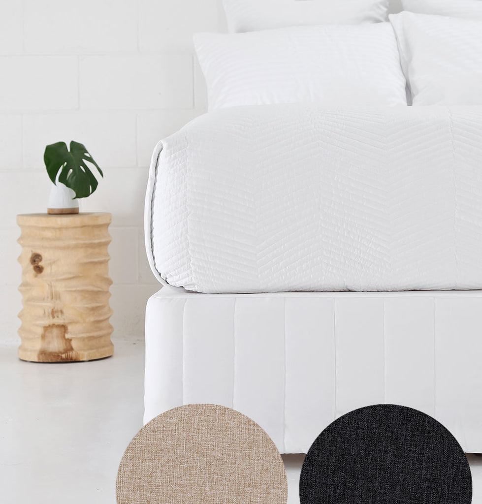 Linen Look Quilted Bed Valance | Mainlinen Australia